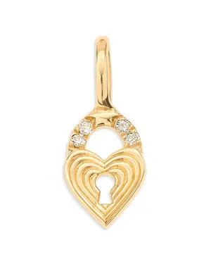 Adina Reyter 9k Yellow Diamond Heart Padlock Pendant - Gold
