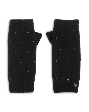 Jocelyn Crystal Bead Fingerless Mittens - Black