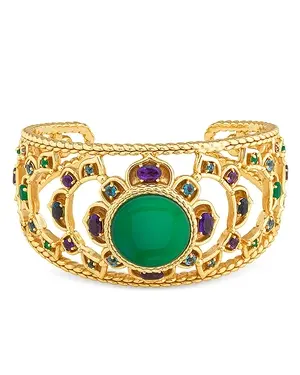 CAPUCINE DE WULF Contessa Belle Nuit Cuff Bracelet - Green/gold