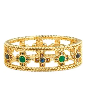CAPUCINE DE WULF Contessa Hinged Bangle Bracelet - Green/gold
