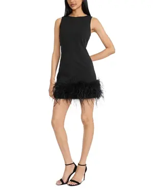 Maggy London Feather Trim Mini Dress