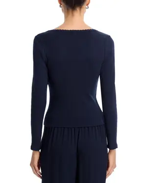 LESET Pointelle Long Sleeve Tee