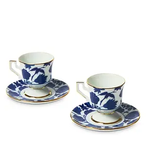 La DoubleJ Wildbird Espresso Cup & Saucer Plate, Set Of 2 - Wildbird Blue