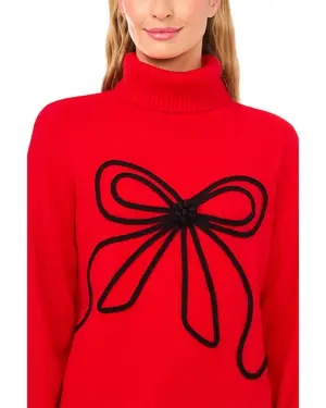 CECE DUPRAZ Embroidered Ribbon Turtleneck Sweater
