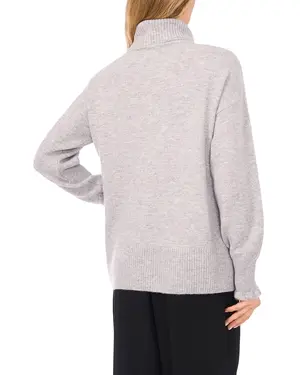 CECE DUPRAZ Embroidered Ribbon Turtleneck Sweater - Light Heather Grey