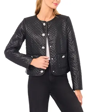 CECE DUPRAZ Quilted Faux Leather Jacket