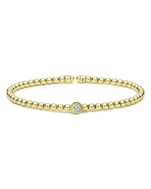 Lagos 18k Yellow Caviar Diamond Bangle Bracelet - Gold