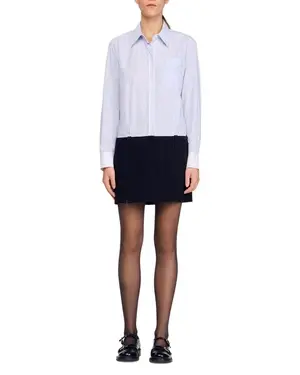 Sandro Short Dress With Dual Materials