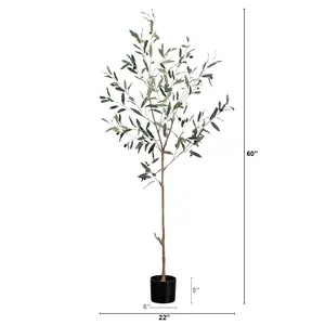 NEARLY NATURAL 5' Artificial Slim Minimalist Olive Tree - Green
