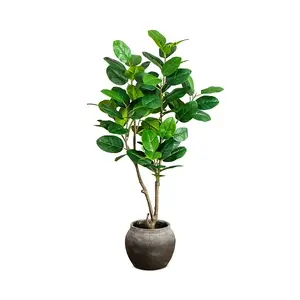 NEARLY NATURAL 4' Artificial Audrey Ficus Tree In Rustic Decorative Planter - Green