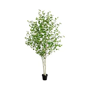 NEARLY NATURAL 8' Artificial Birch Tree With Real Touch Leaves - Green