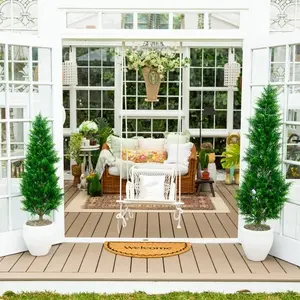 NEARLY NATURAL 4' Uv Resistant Artificial Cypress Tower Tree