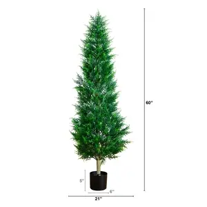 NEARLY NATURAL 5' Uv Resistant Artificial Cypress Tower Tree