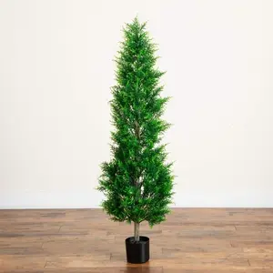 NEARLY NATURAL 5' Uv Resistant Artificial Cypress Tower Tree