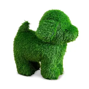 NEARLY NATURAL 14 Uv Resistant Artificial Grass Garden Plush Topiary Dog - Green