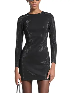 Michael Kors Rhinestone Long Sleeve Mini Dress