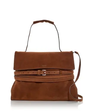 Moschino Suede Shoulder Bag With Belted Detail - Multi