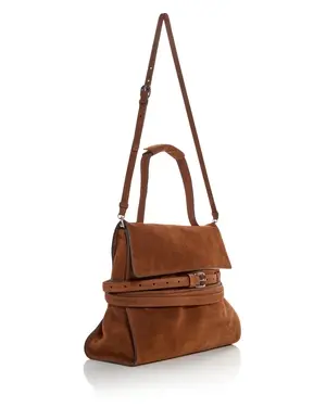 Moschino Suede Shoulder Bag With Belted Detail - Multi