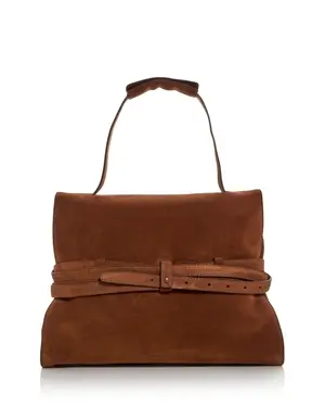 Moschino Suede Shoulder Bag With Belted Detail - Multi