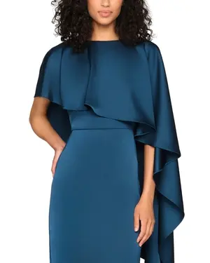 Theia Karis Cape Column Gown