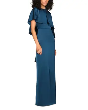 Theia Karis Cape Column Gown