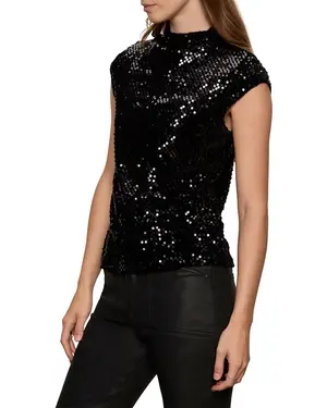 Sanctuary Sequin Funnel Neck Top