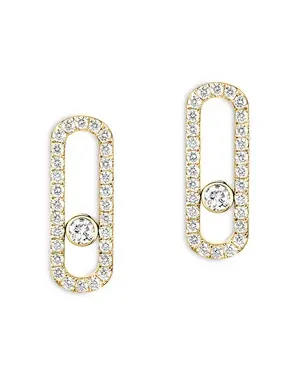 Messika 18k Gold Diamond Pave Oval Statement Earrings Gold