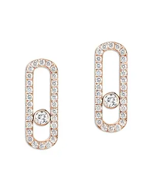 Messika 18k Diamond Pave Oval Statement Earrings - Pink Gold