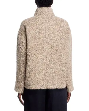 Eileen Fisher High Collar Alpaca Wool Blend Coat - Biscuit