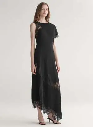 A.L.C. Alessia Textured Satin And Lace Maxi Dress - Black