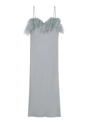 A.L.C. Odette Feather-trimmed Midi Dress