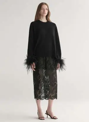 A.L.C. Wilda Feather-trimmed Sweater - Black
