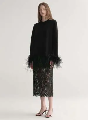 A.L.C. Wilda Feather-trimmed Sweater - Black