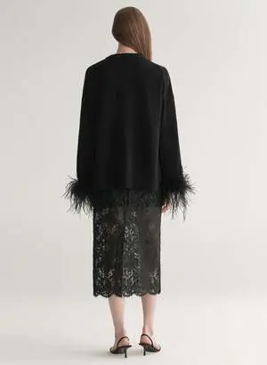 A.L.C. Wilda Feather-trimmed Sweater - Black