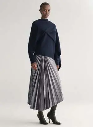 A.L.C. Davin Draped Wool Sweater - Navy