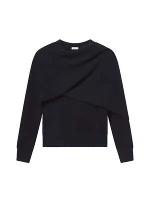 A.L.C. Davin Draped Wool Sweater - Navy