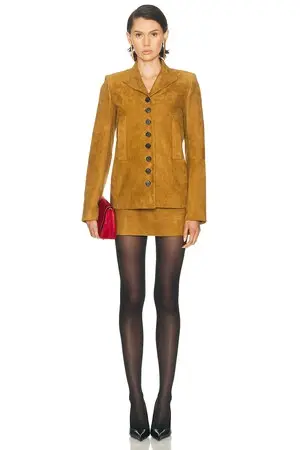 Khaite Saraphina Lambskin Suede Jacket