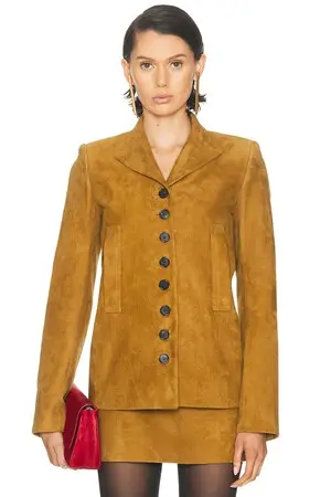 Khaite Saraphina Lambskin Suede Jacket