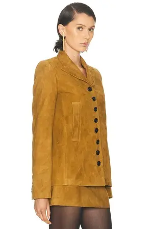 Khaite Saraphina Lambskin Suede Jacket