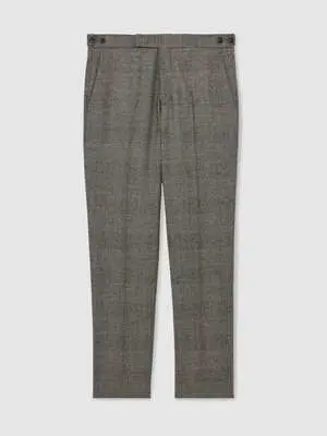 REISS Jenson Wool Check Tailored-fit Suit Trousers