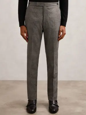 REISS Jenson Wool Check Tailored-fit Suit Trousers