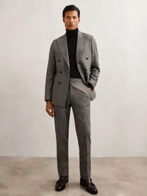 REISS Jenson Wool Check Tailored-fit Suit Trousers
