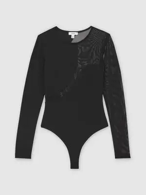 REISS Evie Cut-out Mesh-panel Bodysuit
