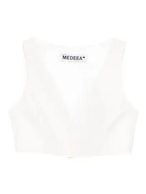 MEDEEA V-neck Cropped Vest - White