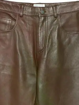 HAIKURE Leather Five-pocket Trousers - Brown