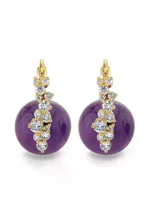 SYDNEY EVAN 14k Yellow Diamond And Amethyst Earrings - Gold