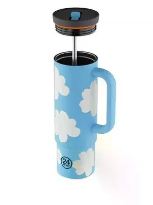 24BOTTLES Floral Handle Straw Cup - Blue