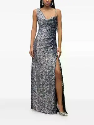 AREA Sequin Gown With Crystal Straps