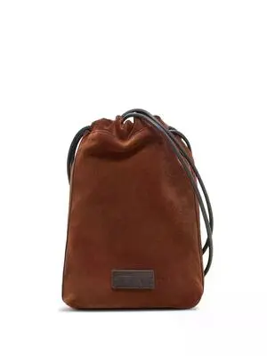 Giorgio Armani Drawstring Suede Shoulder Bag - Brown