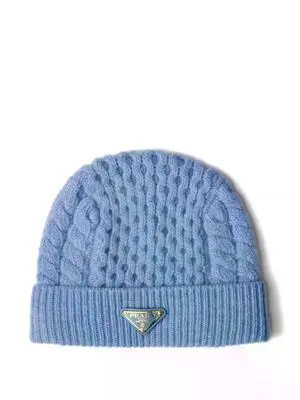 Prada Cable-knit Beanie - Blue